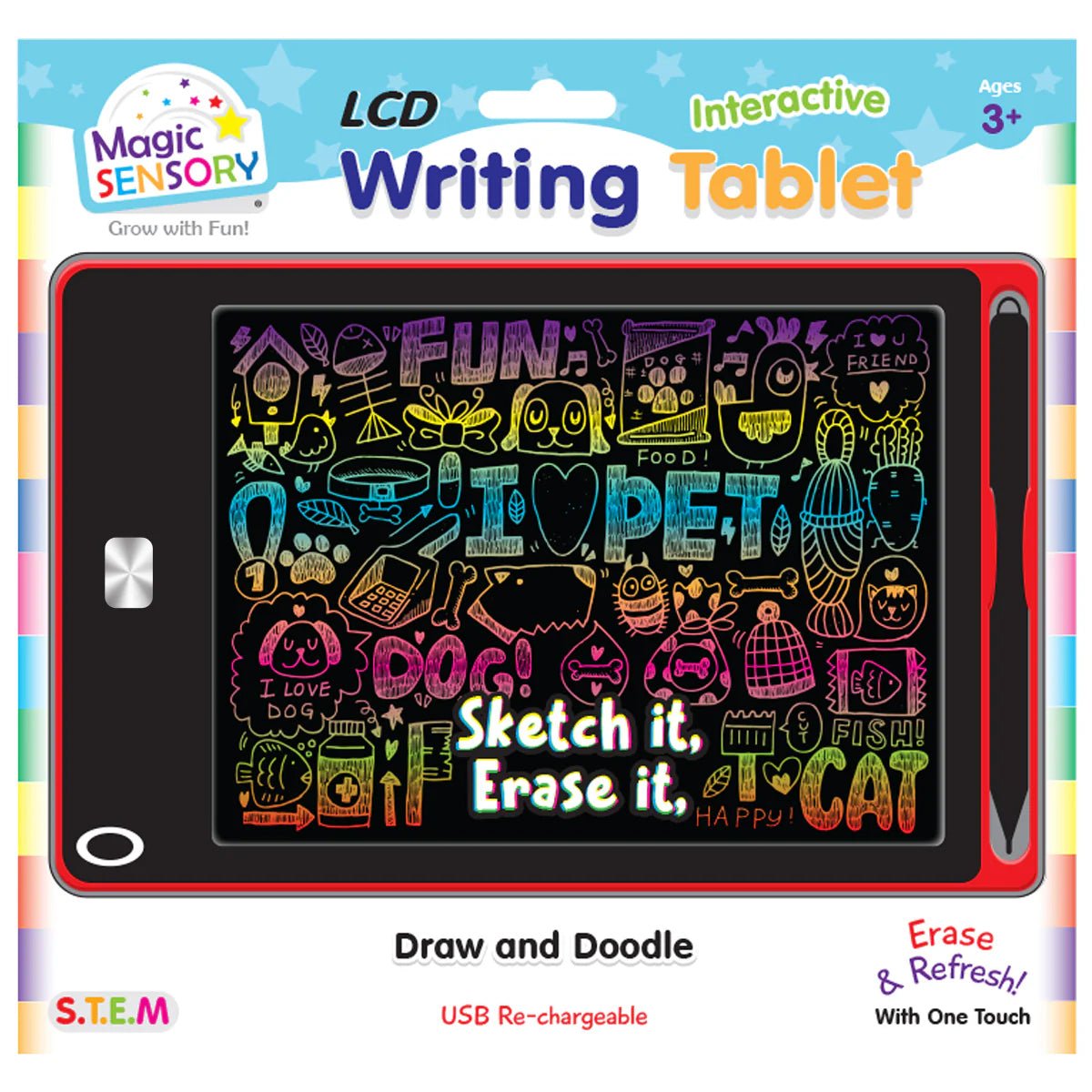 Interactive LCD Writing Tablet Red | Magic Sensory - Lucas loves cars