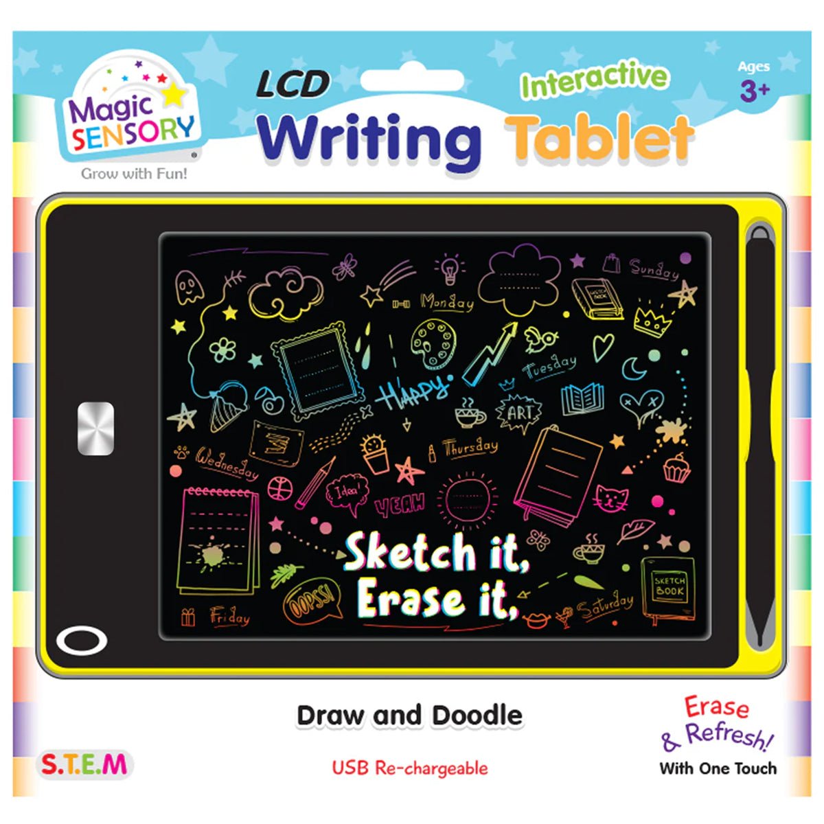 Interactive LCD Writing Tablet Yellow | Magic Sensory - Lucas loves cars