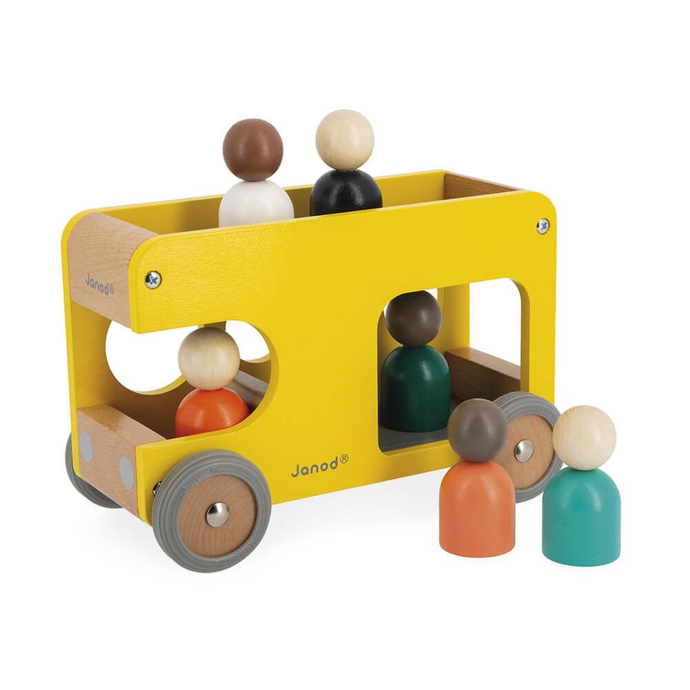 Janod School Bus | wooden school bus toy with people – Lucas loves cars