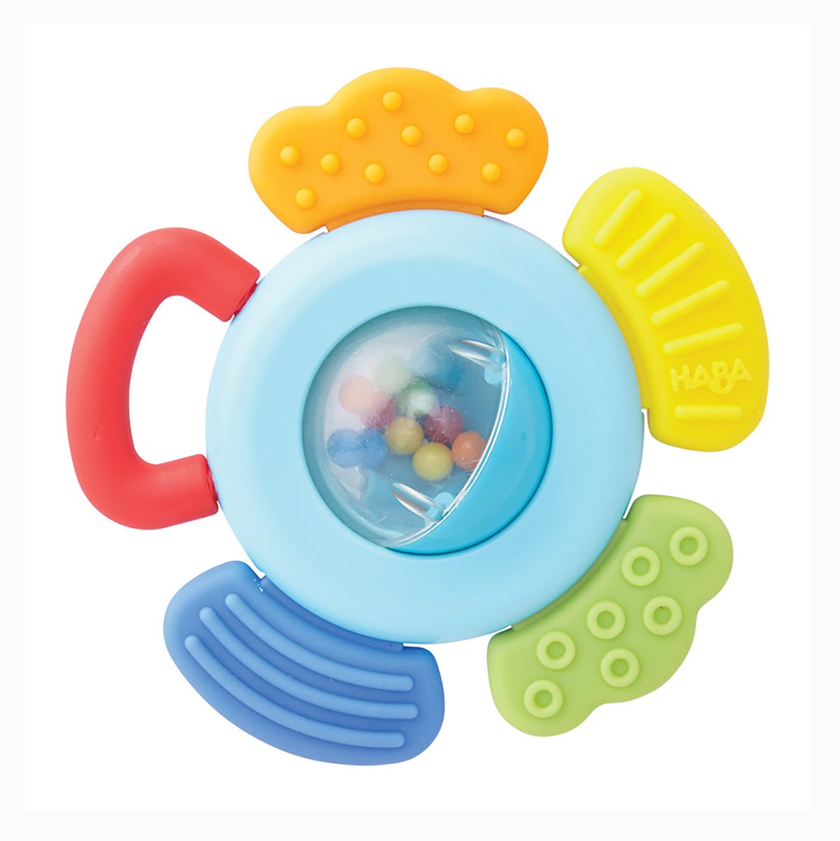 Haba Rainbow Flower Teether rattle toy | colourful sensory baby rattle ...