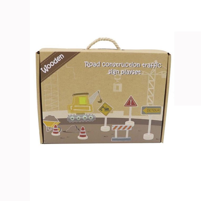 Play Construction Signs Wooden Road Construction Traffic Sign 14pc