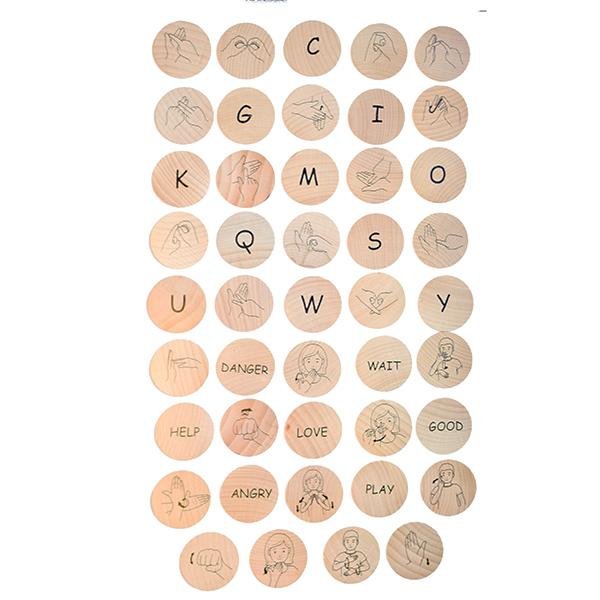 Sign language wooden disks | Freckled Frog toys – Lucas loves cars